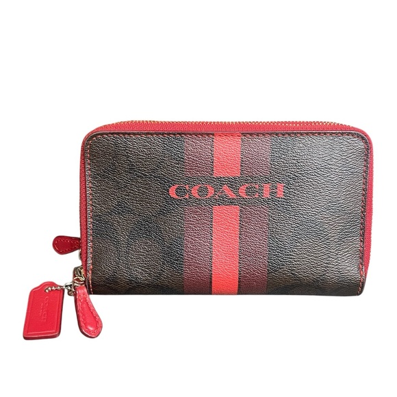 Coach | Bags | Coach Double Zip Red Stripe Wallet | Poshmark